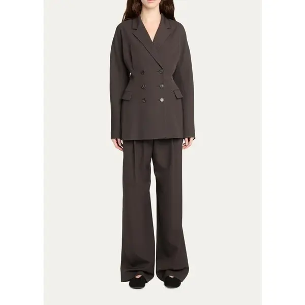 THE ROW Lowe Pleated Wool Relaxed-leg Pants