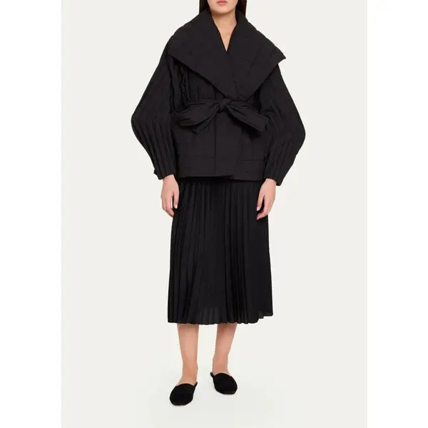 Issey Miyake Pleated Grid Quilted Wrap Coat