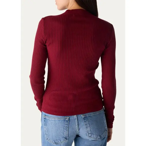 AMO Ruthie Ribbed Mock-neck Top