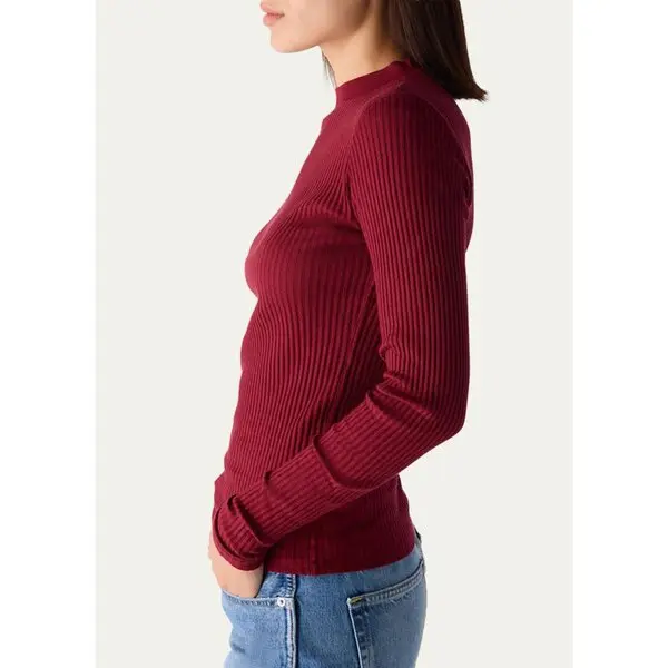 AMO Ruthie Ribbed Mock-neck Top