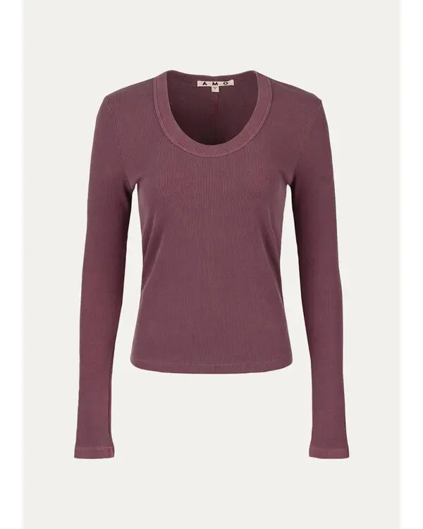 AMO Nico Ribbed Long-sleeve Top
