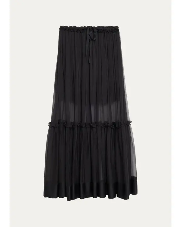 Ulla Johnson Delphina Tiered Silk Maxi Skirt