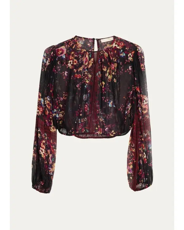 Ulla Johnson Elenora Floral Silk Blouse - Amaranthus