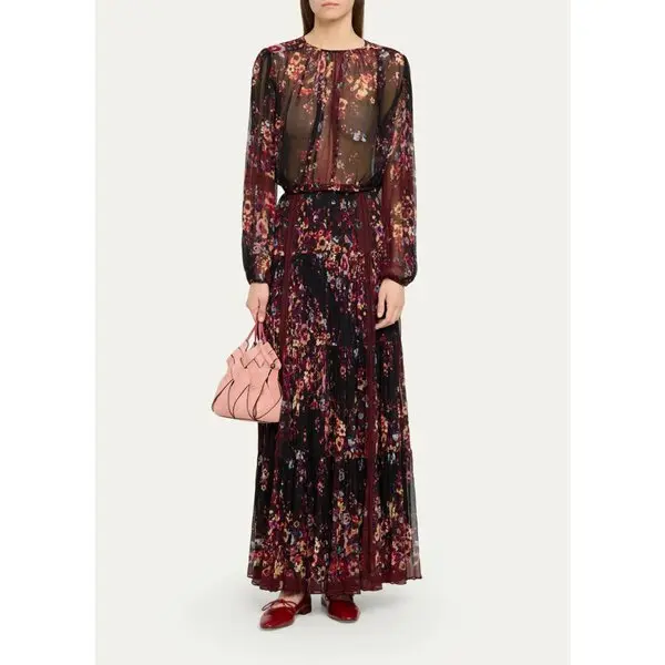 Ulla Johnson Elenora Floral Silk Blouse - Amaranthus