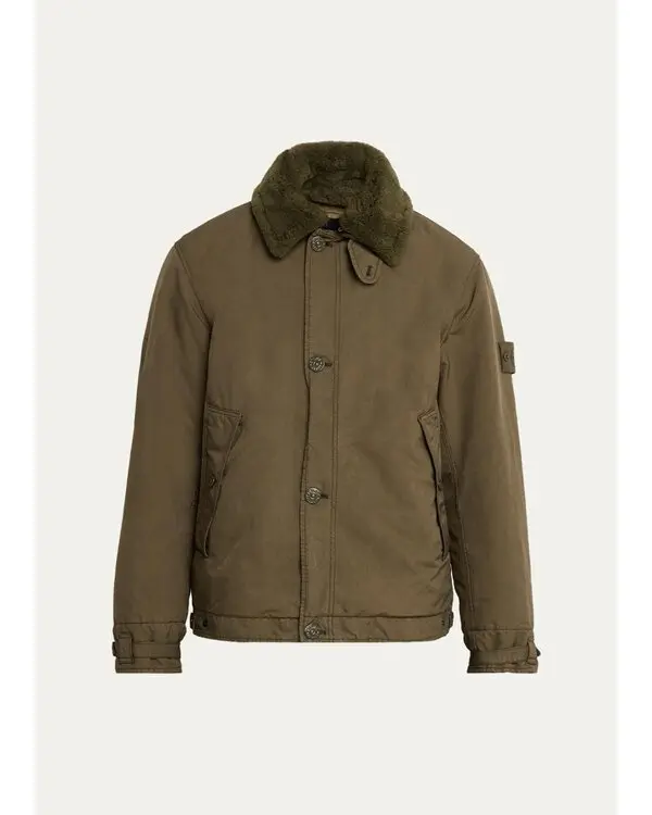 Stone Island Shearling-collar Military Jacket