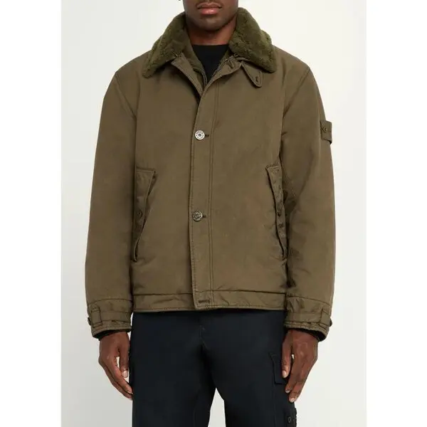 Stone Island Shearling-collar Military Jacket