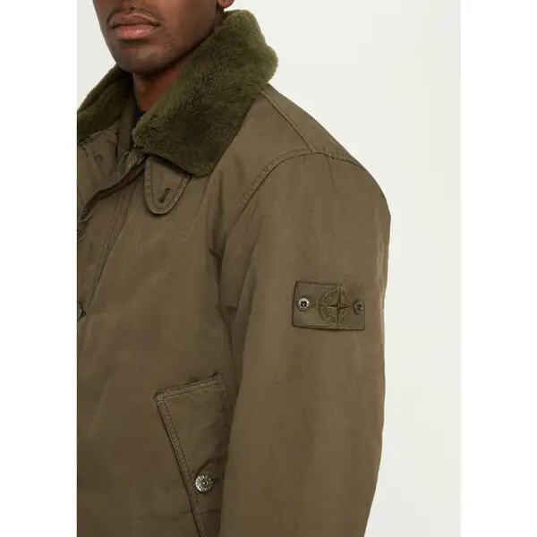Stone Island Shearling-collar Military Jacket