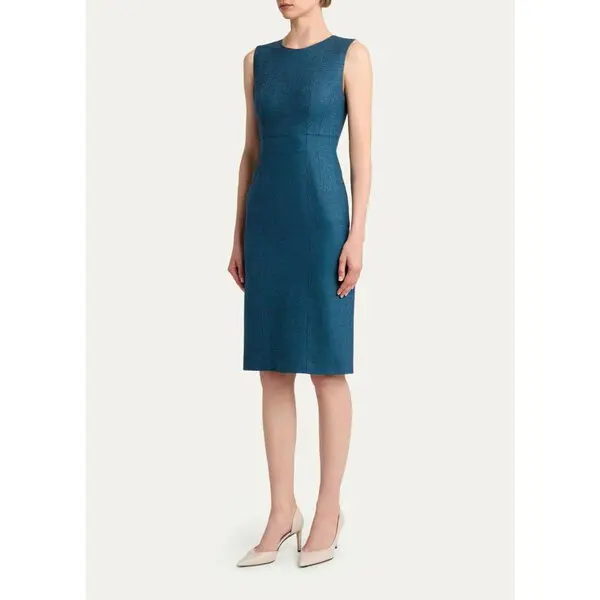 Kiton Textured Cashmere Sleeveless Sheath Dress