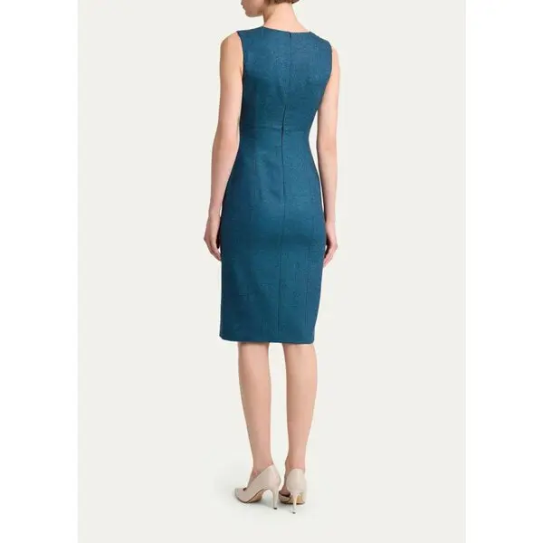 Kiton Textured Cashmere Sleeveless Sheath Dress
