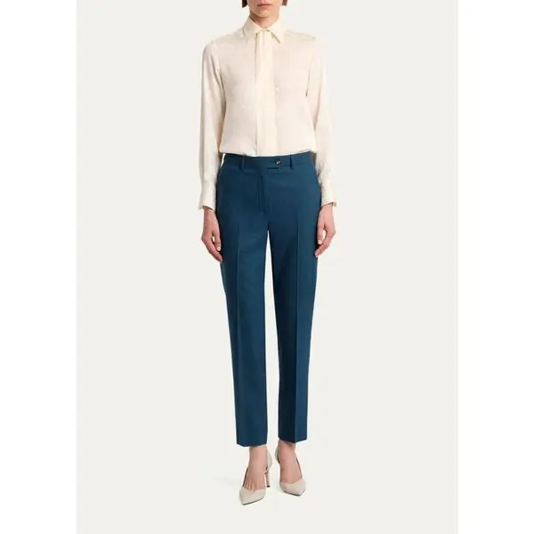Kiton Neck-tie Silk Jacquard Button-down Blouse