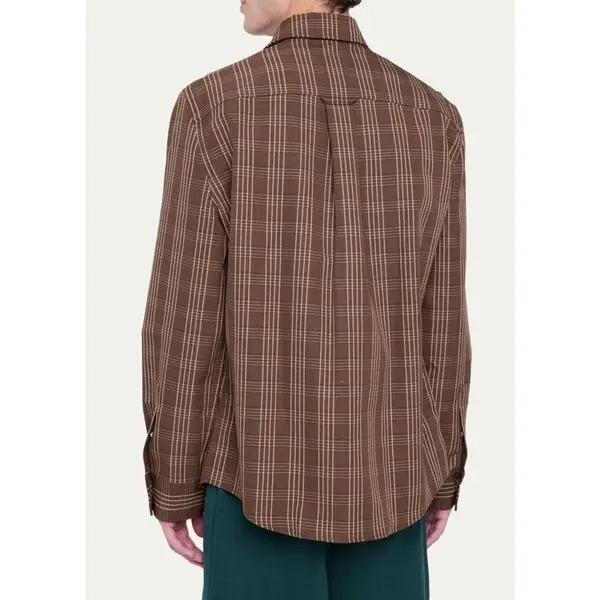 AMI Paris Plaid Wool Flannel Button-front Shirt