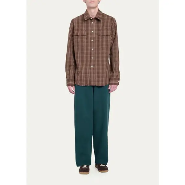 AMI Paris Plaid Wool Flannel Button-front Shirt