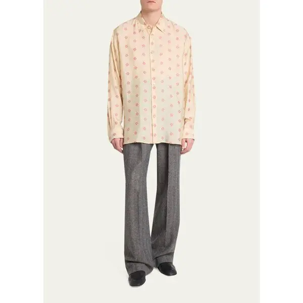 Dries Van Noten Floral Motif Viscose Sport Shirt