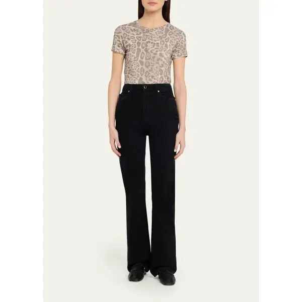 L'AGENCE Ressi Short-sleeve Leopard Tee