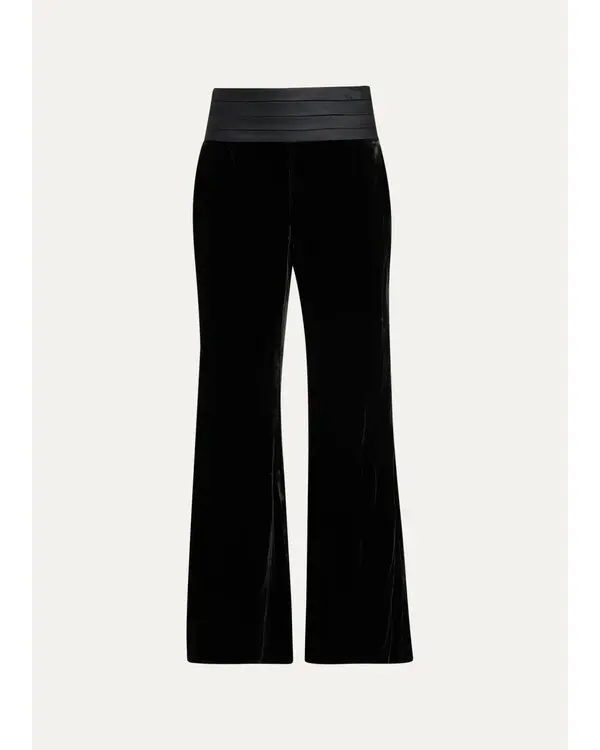 L'AGENCE Prudence Velvet Wide-leg Pants
