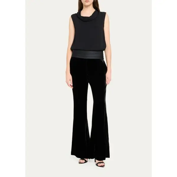 L'AGENCE Prudence Velvet Wide-leg Pants