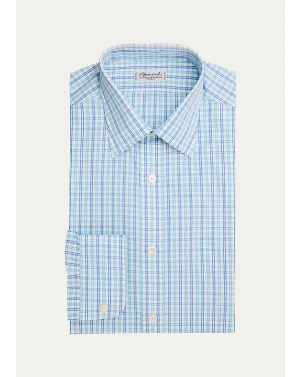 Charvet Plaid Cotton Dress Shirt - Blue