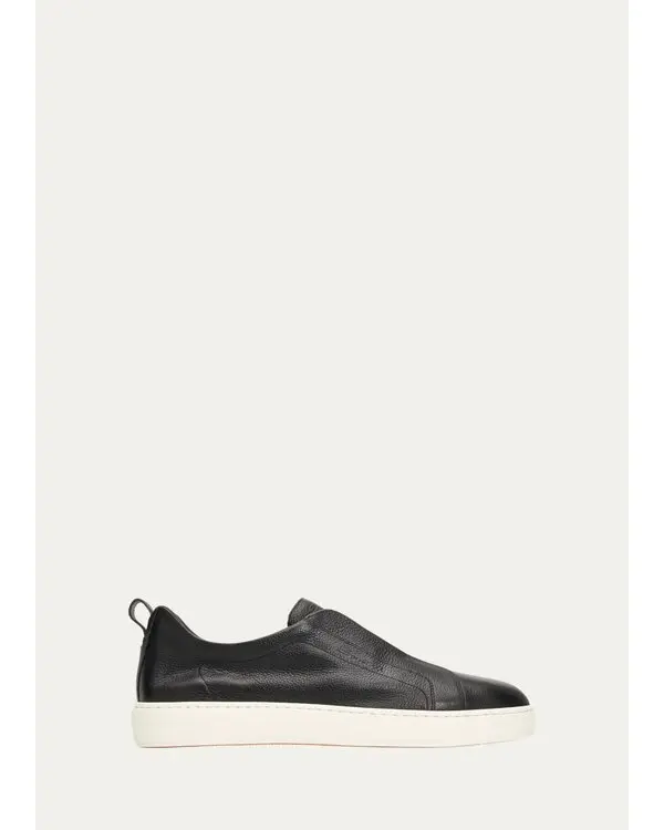 Santoni Visctory Leather Slip-on Sneakers