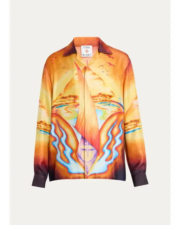 Casablanca Printed Silk Camp Shirt