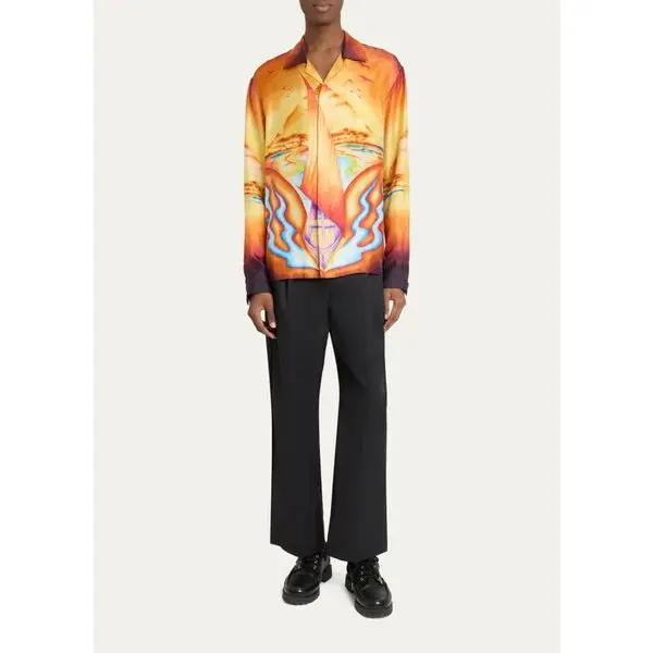 Casablanca Printed Silk Camp Shirt