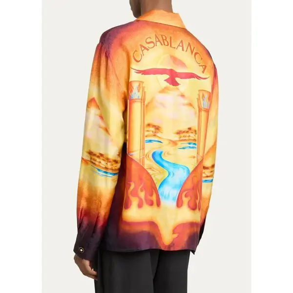 Casablanca Printed Silk Camp Shirt