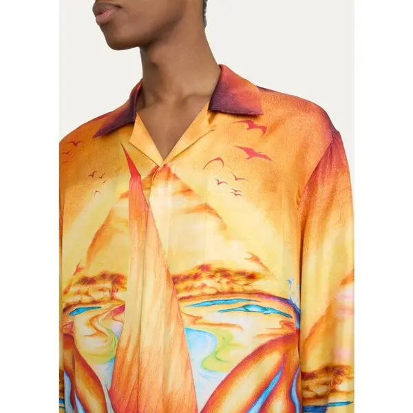 Casablanca Printed Silk Camp Shirt
