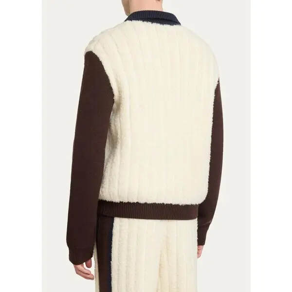 Casablanca Ribbed Fleece And Wool Hybrid Full-zip Jacket