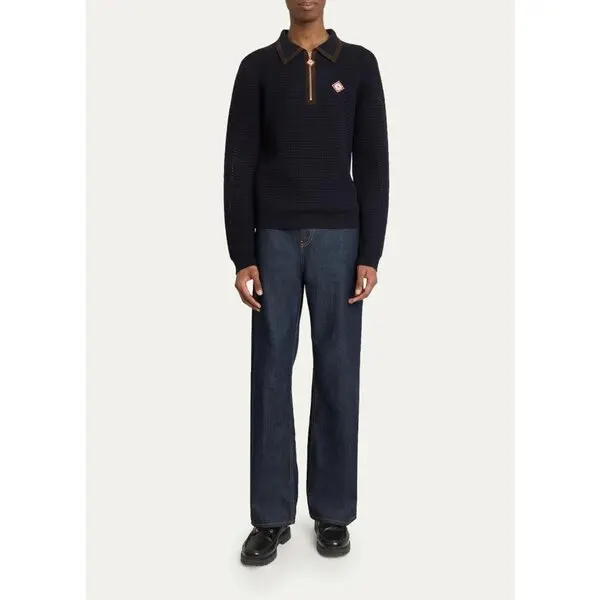 Casablanca Waffle-knit Wool Half-zip Sweater