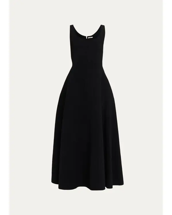 FFORME Alodia Sleeveless Stripe Embroidered Cady Flared Maxi Dress