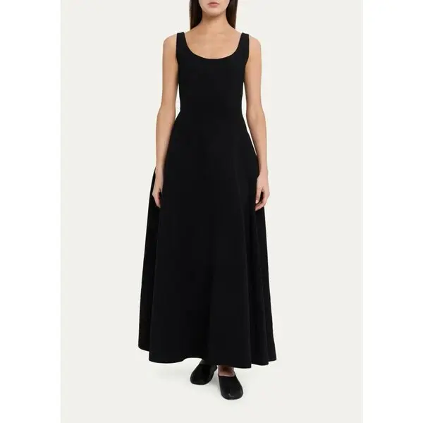FFORME Alodia Sleeveless Stripe Embroidered Cady Flared Maxi Dress