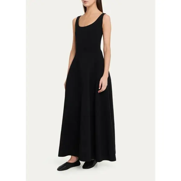 FFORME Alodia Sleeveless Stripe Embroidered Cady Flared Maxi Dress