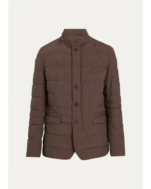 Herno Quilted Stand-collar Jacket - Brown
