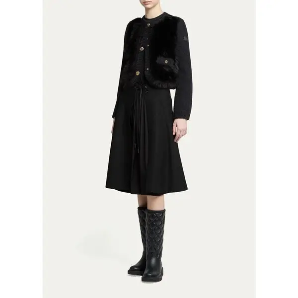 Moncler Wool-blend Faux Fur Cardigan