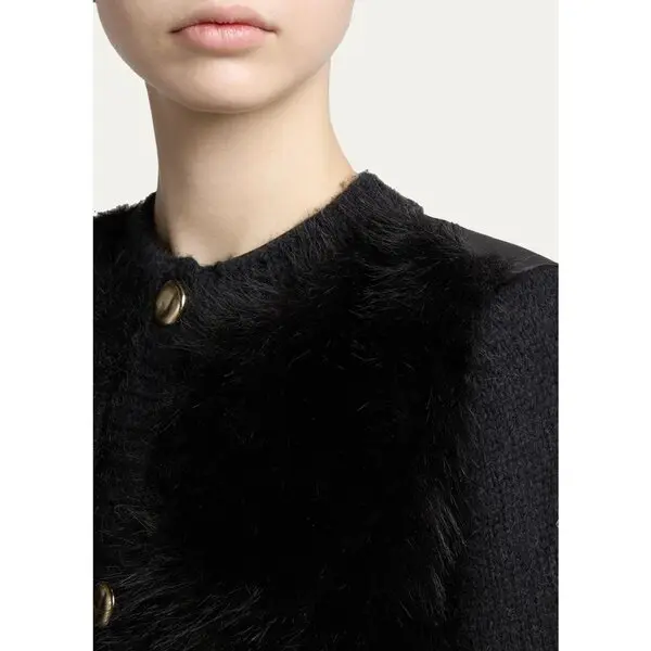 Moncler Wool-blend Faux Fur Cardigan