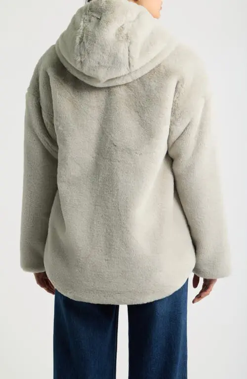 SAVE THE DUCK Davina Hooded Faux Fur Jacket - Rainy Beige
