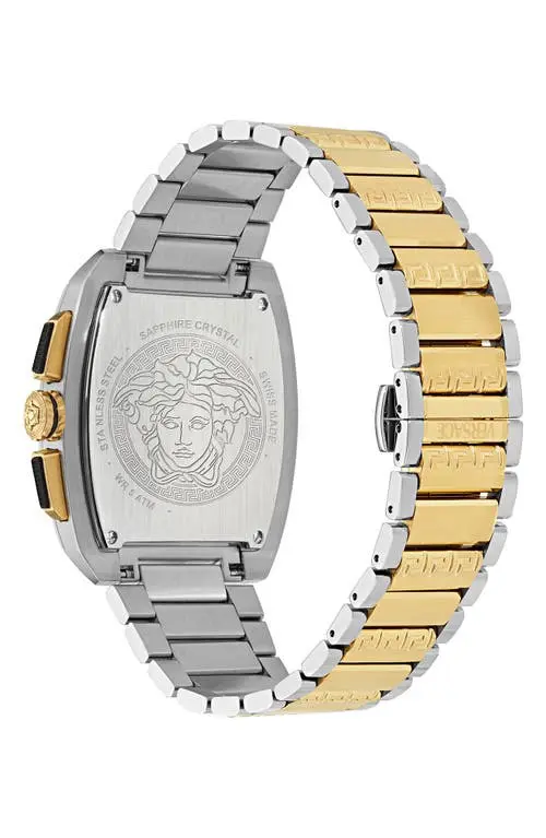 Versace Dominus Chronograph Tonneau Two-tone Bracelet Watch