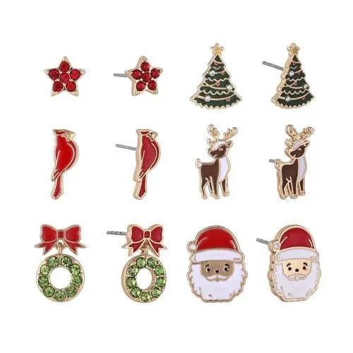 HALLMARK 6-pair Christmas Earring Setsanta