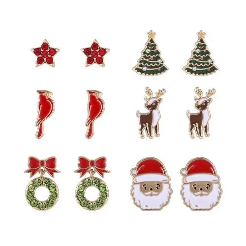 HALLMARK 6-pair Christmas Earring Setsanta