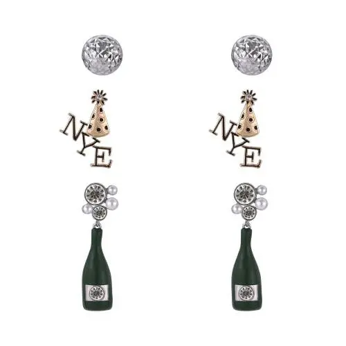 HALLMARK 3-pair Earring Setnew Year's Eve