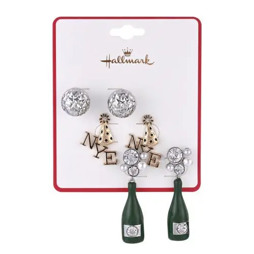 HALLMARK 3-pair Earring Setnew Year's Eve