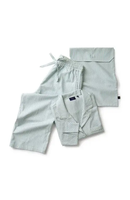 CHRISTY Ticking Stripe Luxury Cotton Pajamas - Blue