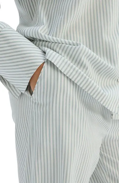 CHRISTY Ticking Stripe Luxury Cotton Pajamas - Blue