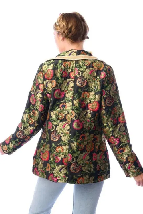 ARATTA Renaissance Silk Jacquard Blazer - Black