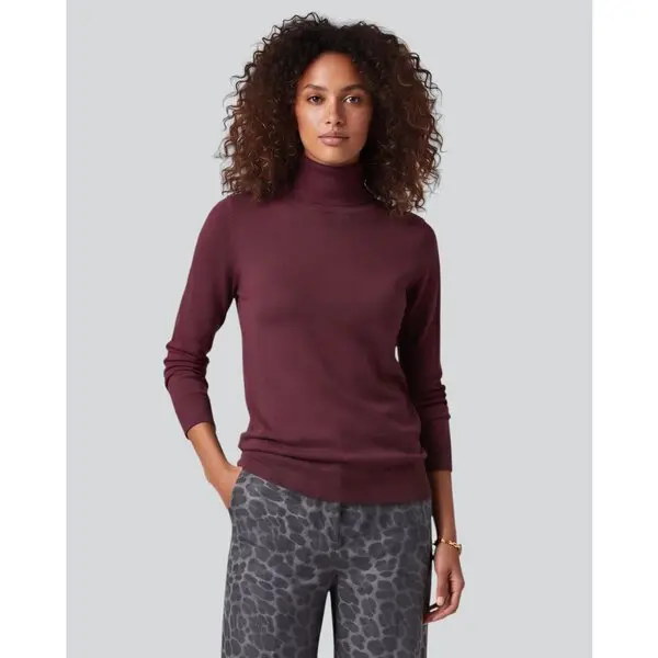 LORDS OF HARLECH Merino Silk Cashmere Turtleneck Sweater - Port