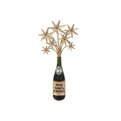 HALLMARK New Year's Cheer Champagne Bottle Pin - Green