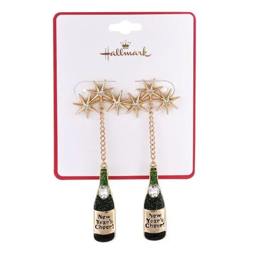 HALLMARK Champagne Bottle Linear Earrings