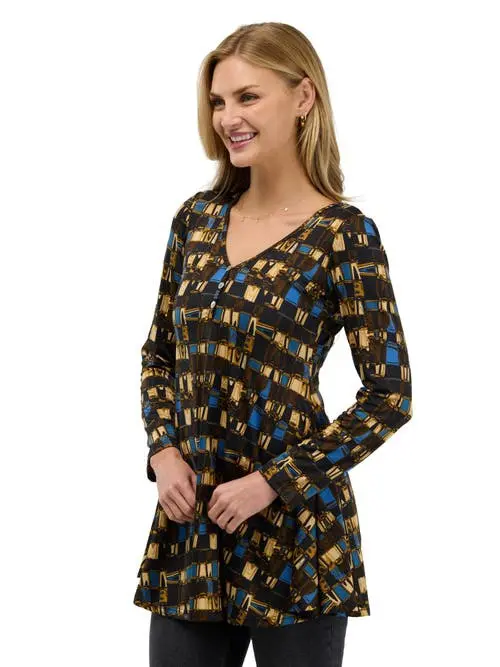 24SEVEN COMFORT APPAREL Essential Flared Long Sleeve Tunic Top