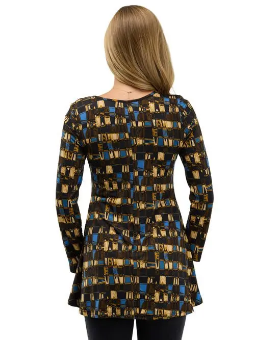 24SEVEN COMFORT APPAREL Essential Flared Long Sleeve Tunic Top