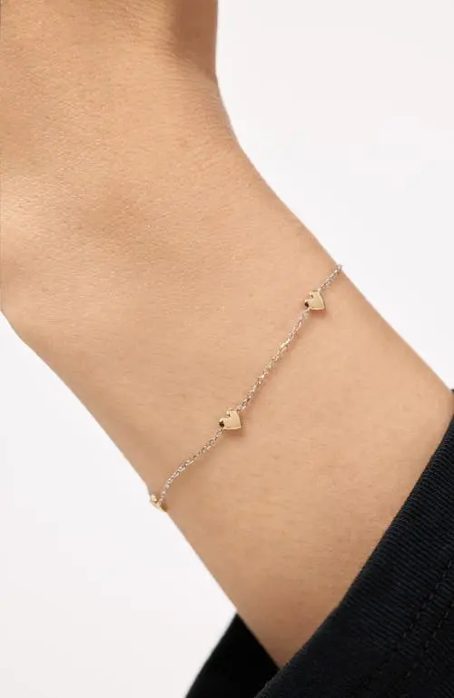 ANA LUISA Solid Yellow Gold Heart Station Bracelet