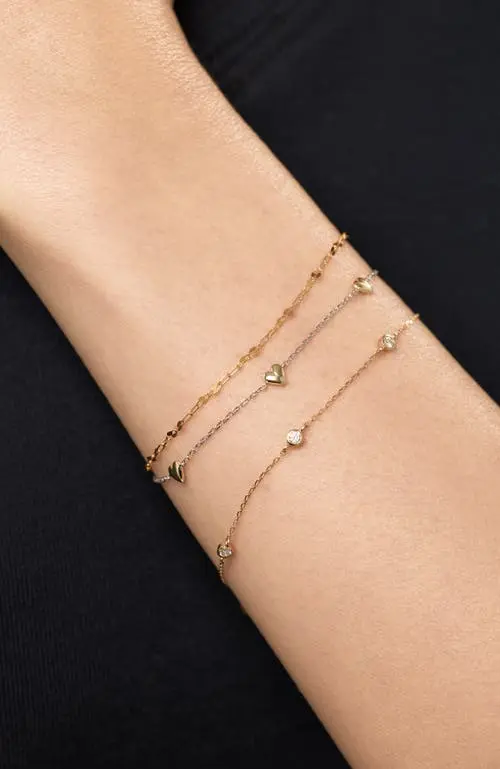 ANA LUISA Solid Yellow Gold Heart Station Bracelet